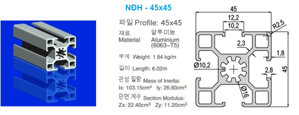 Nhôm định Hình 45x45 - BHT VIETNAM